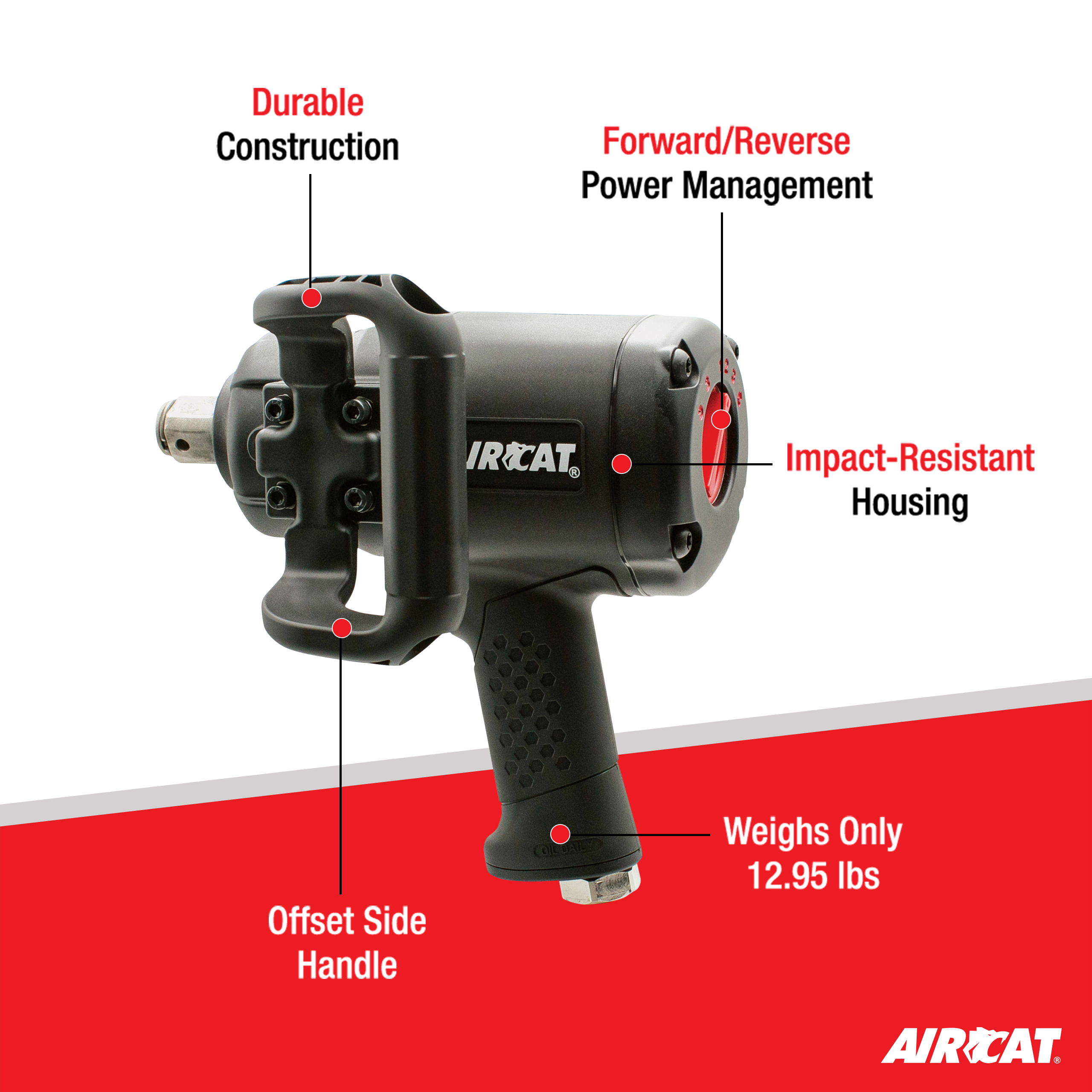 AIRCAT 1″ LOW WEIGHT PISTOL GRIP IMPACT WRENCH – AIRCAT Official Site