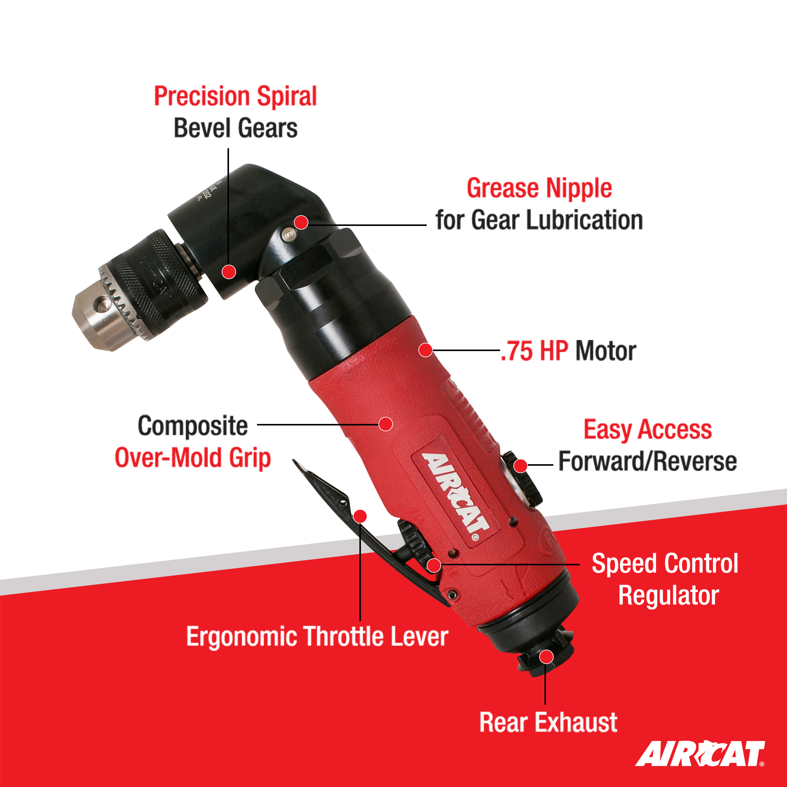 AIRCAT .75 HP 3/8″ ANGLE DRILL – AIRCAT Official Site