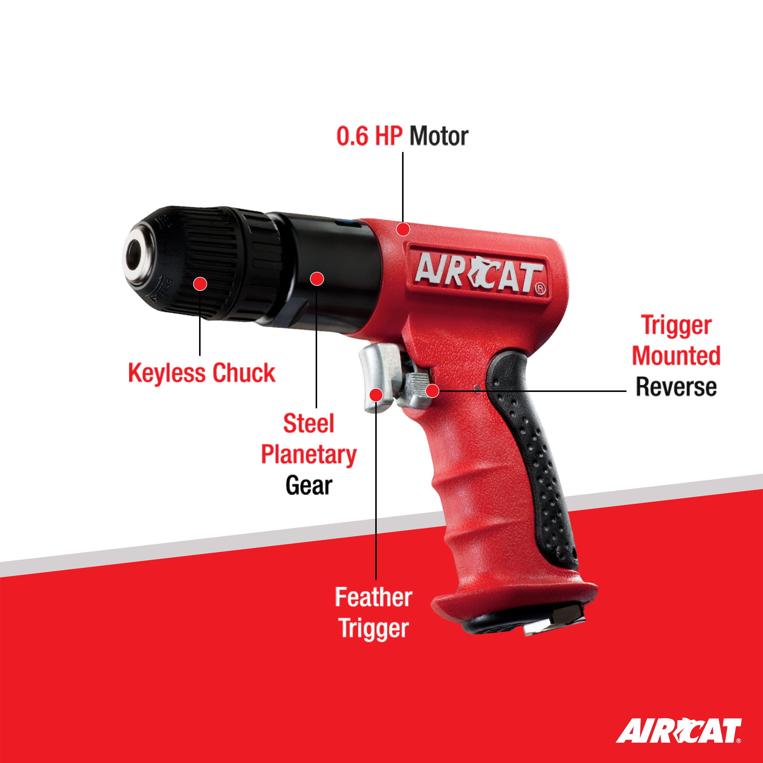 AIRCAT .6 HP 3/8″ COMPOSITE REVERSIBLE DRILL – AIRCAT Official Site